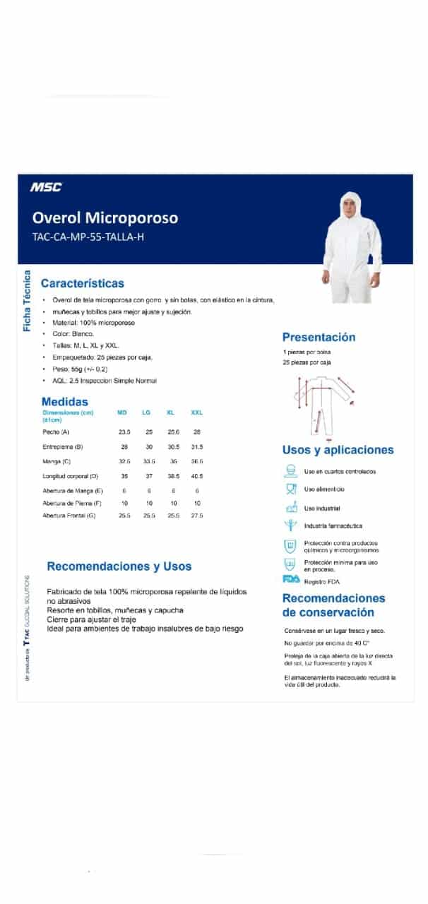 ficha tecnica overol - Grupo CYD